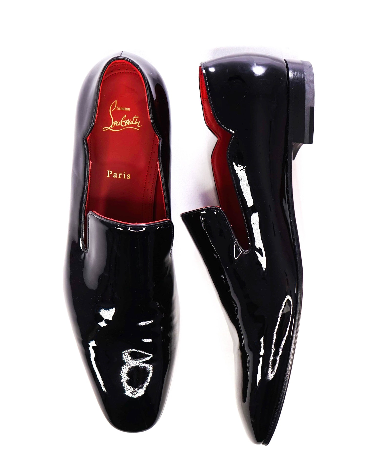 $945 CHRISTIAN LOUBOUTIN - * DANDY CHICK* Black Patent Loafers US 12.5