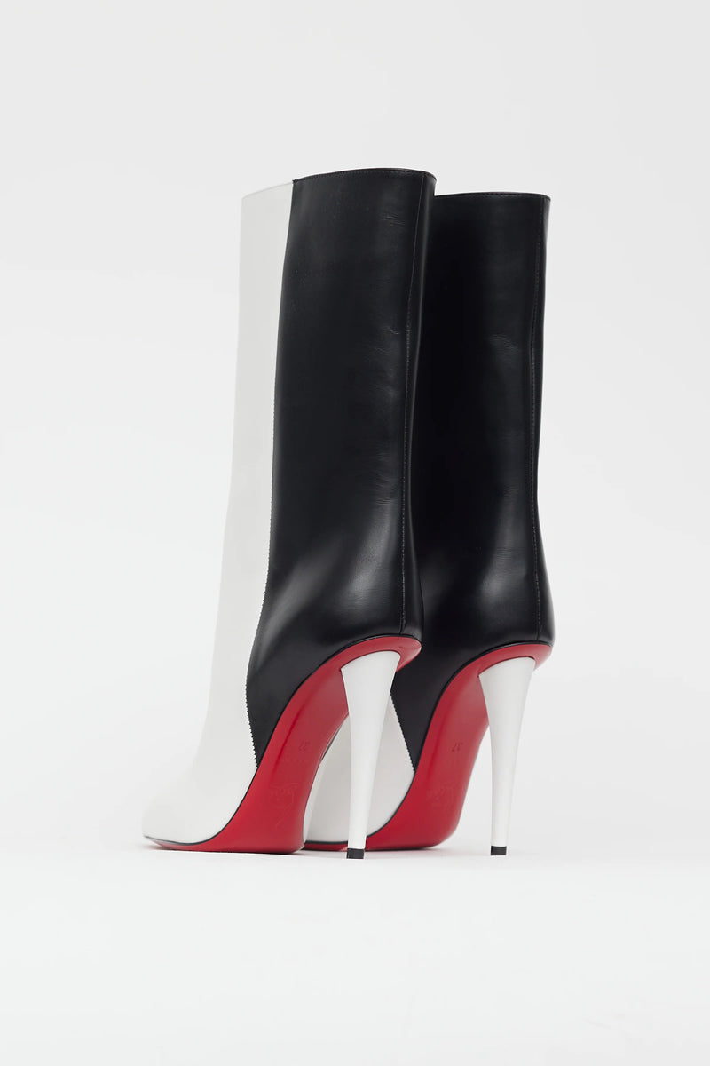 $1,595 CHRISTIAN LOUBOUTIN - Two-Tone Black/White Leather "ASTRILARGE