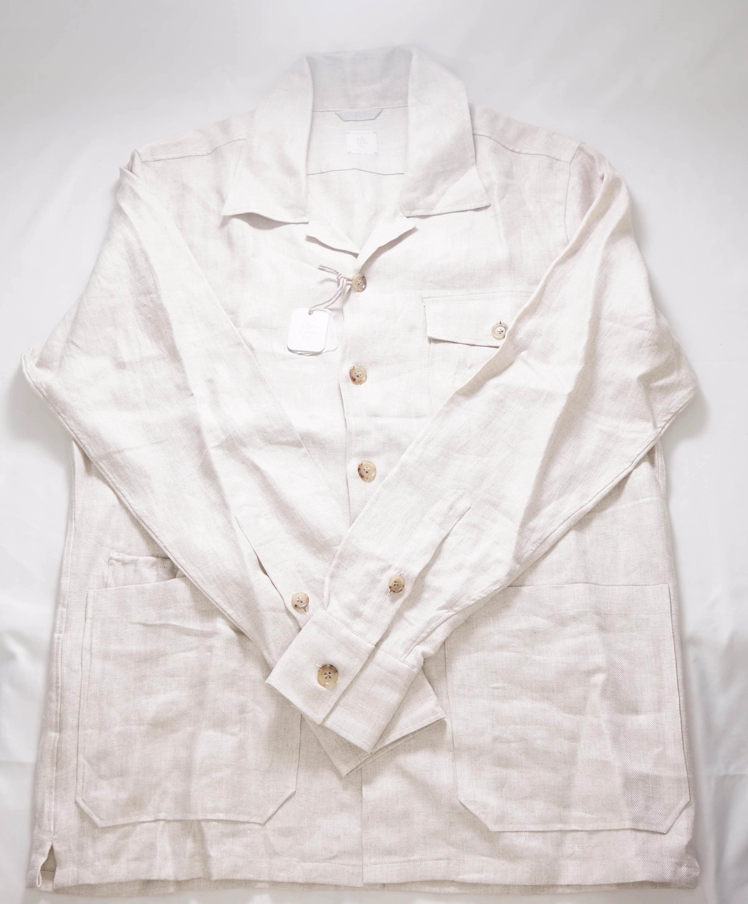 $595 ELEVENTY PLATINUM - Pure LINEN Neutral Herringbone Shirt Jacket C – Luxe Hanger