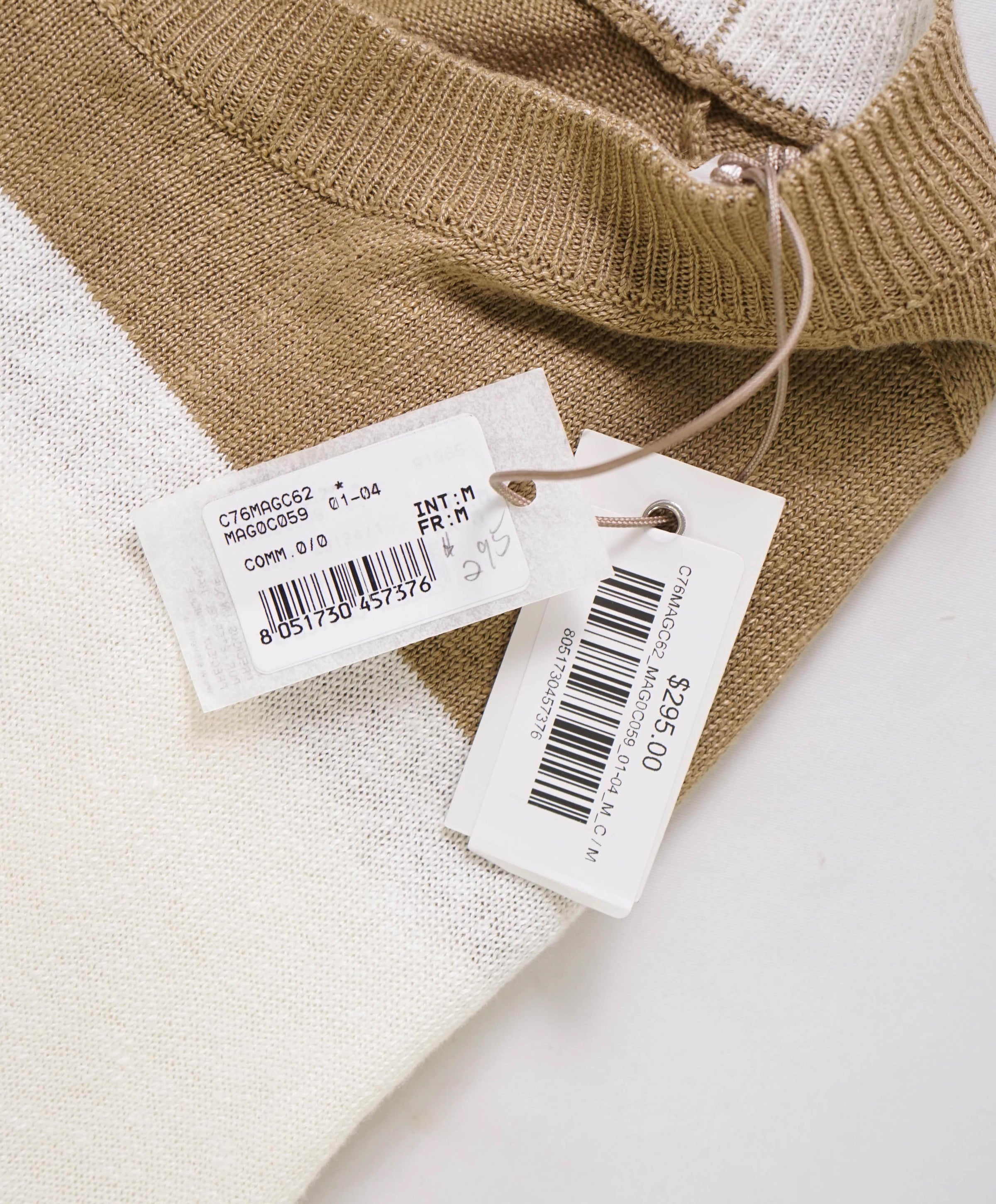 $295 ELEVENTY - Linen NAUTICAL STRIPE Camel/White Short Sleeve T - M – Luxe Hanger