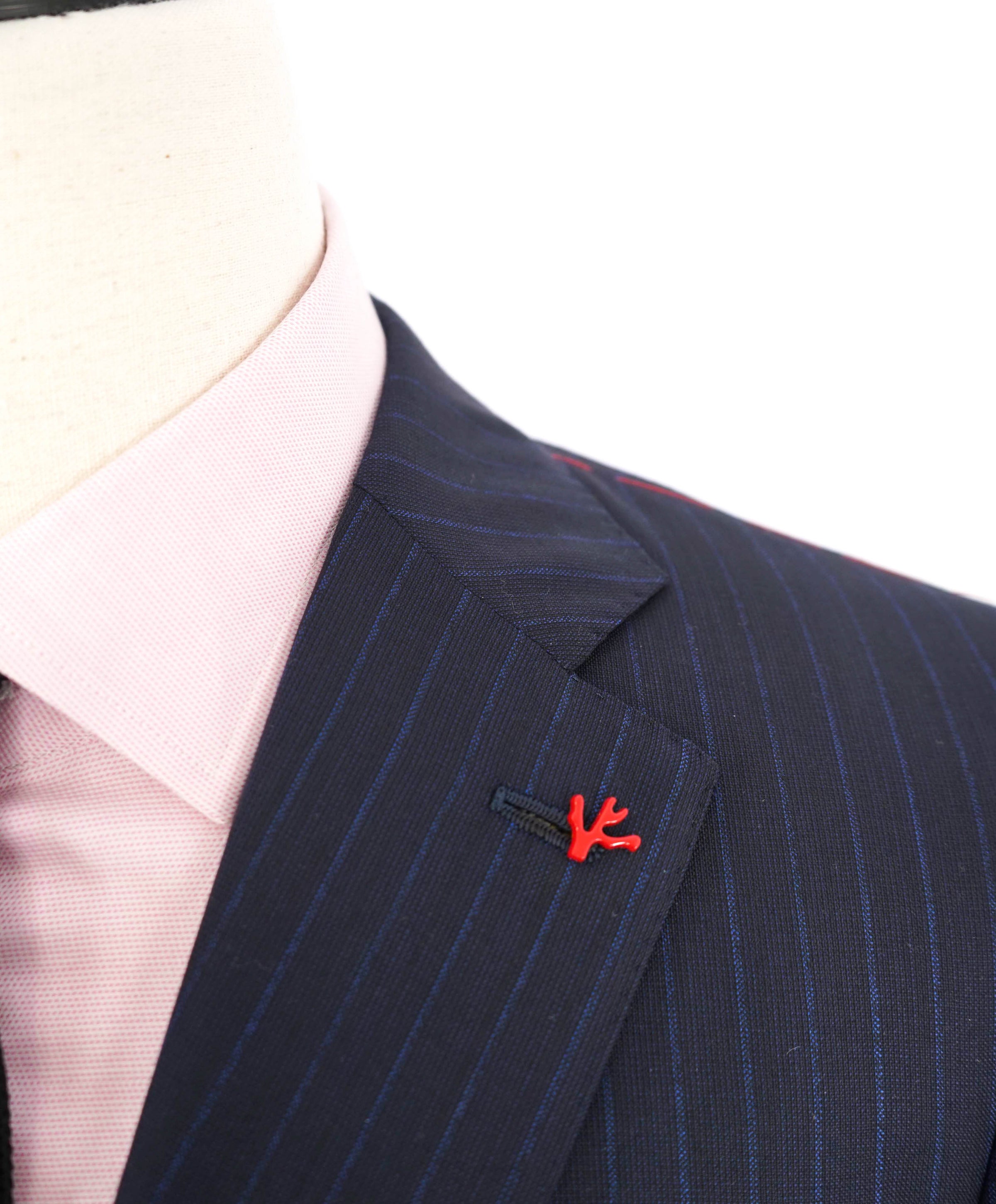 $4,495 ISAIA - Chalk Stripe *AQUASPIDER Base Sanita* Coral Pin Suit ...