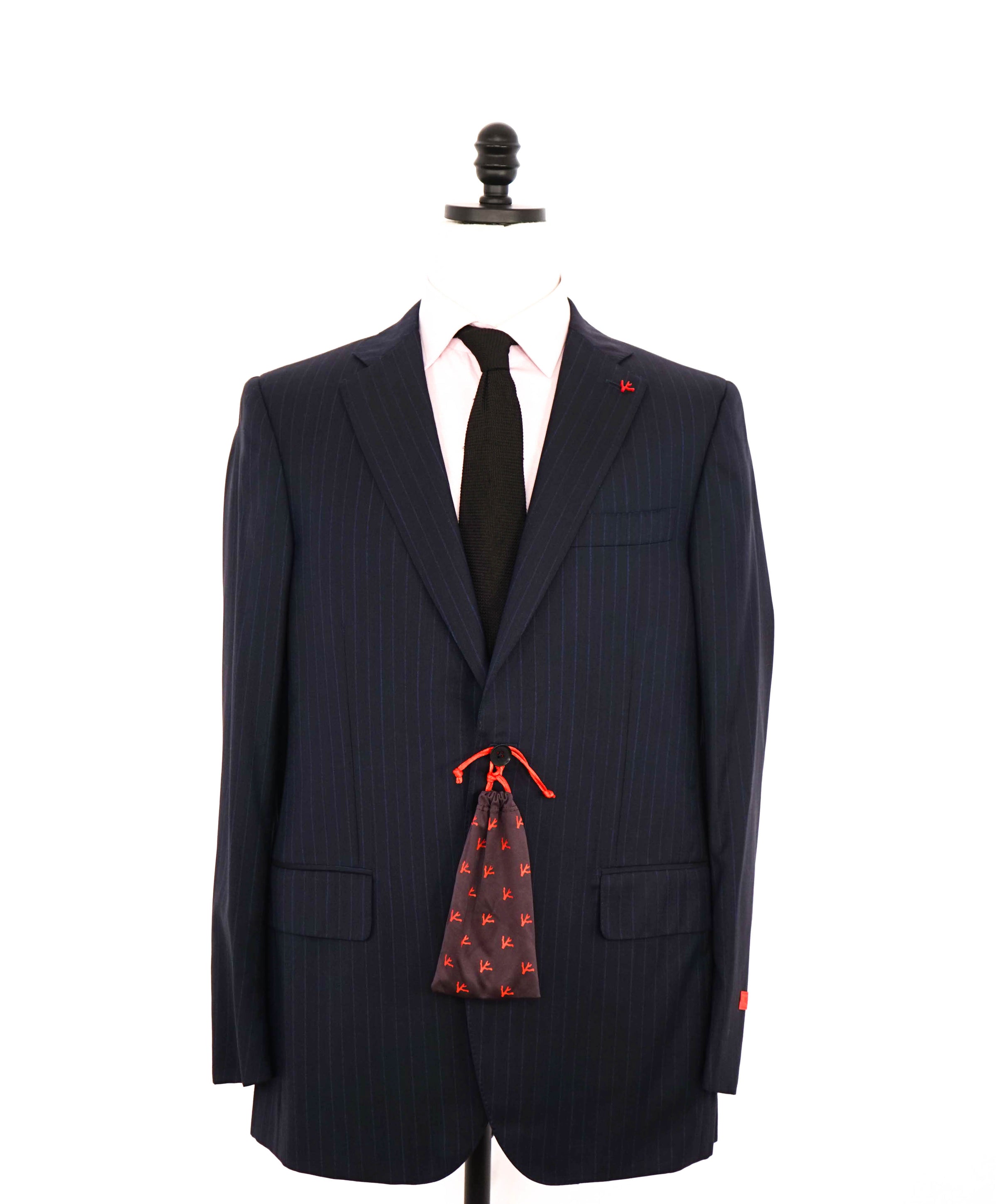 $4,495 ISAIA - Chalk Stripe *AQUASPIDER Base Sanita* Coral Pin Suit ...