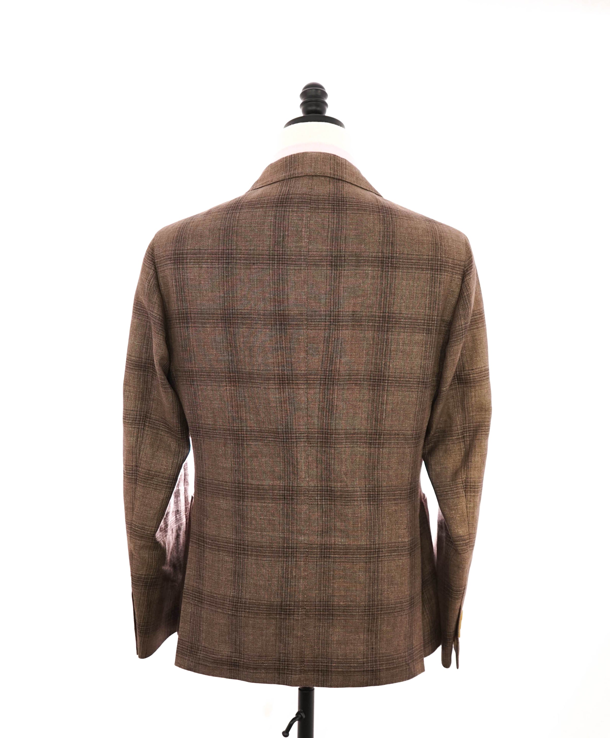 $1,295 ELEVENTY -Brown Check Double Breasted LINEN/COTTON Blazer- 40 ( – Luxe Hanger