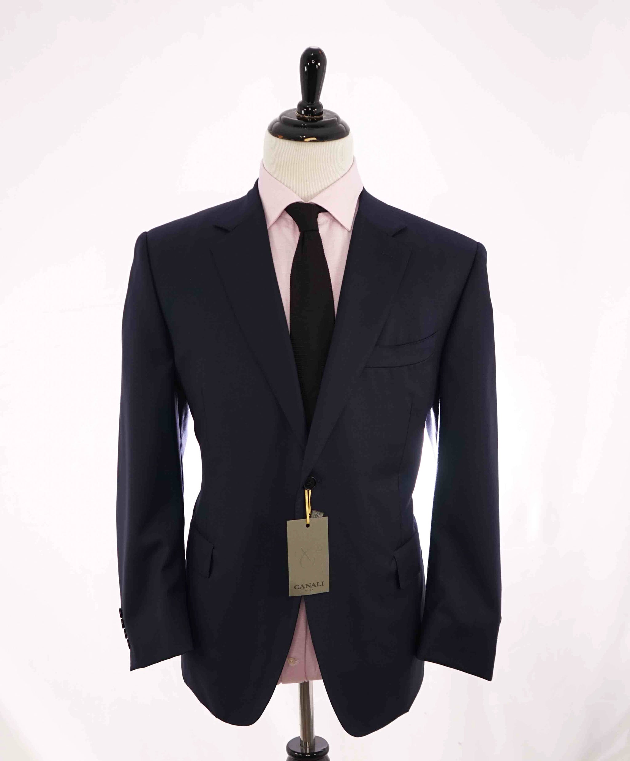 $2,000 CANALI - For SAKS 5TH AVE Navy Blue Textured Fabric Suit - 46S
