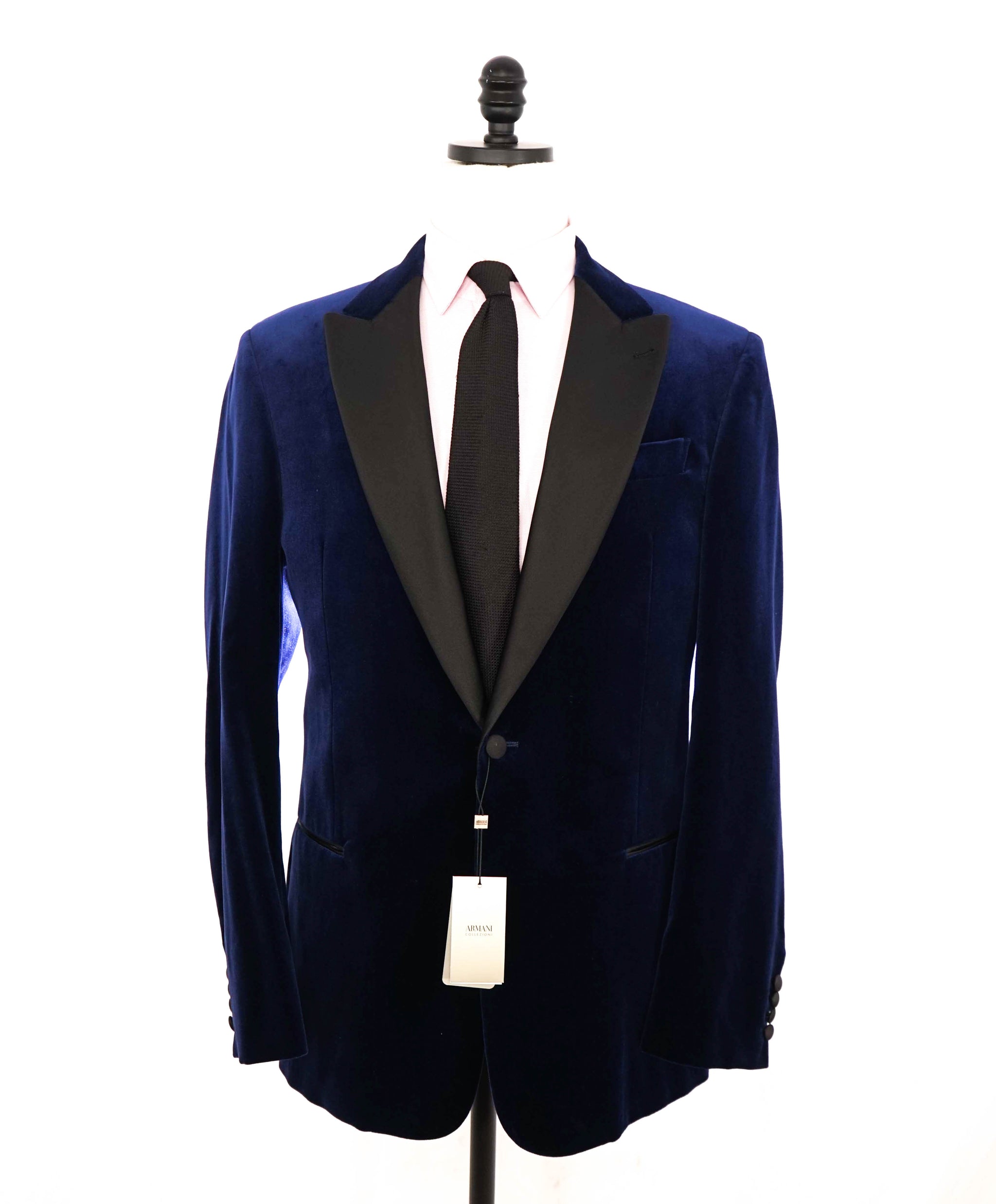 $2,195 ARMANI COLLEZIONI - Blue Velvet Dinner Jacket Peak Lapel Blazer