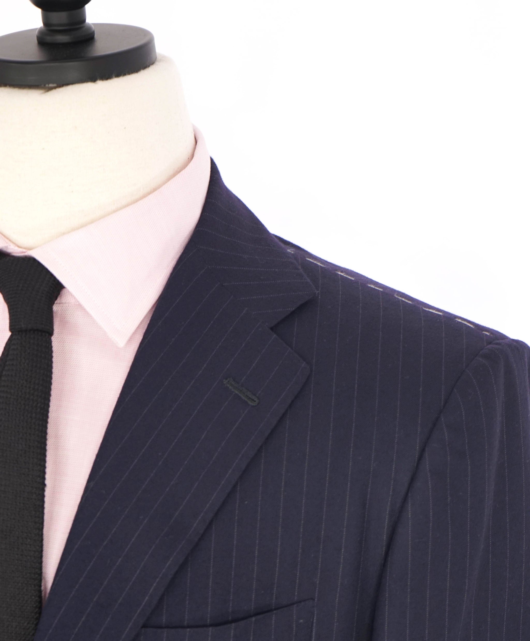 $10,000 KITON - "DIAMANTE BLUE" Iconic Chalk Stripe Navy Suit 2-3 Roll