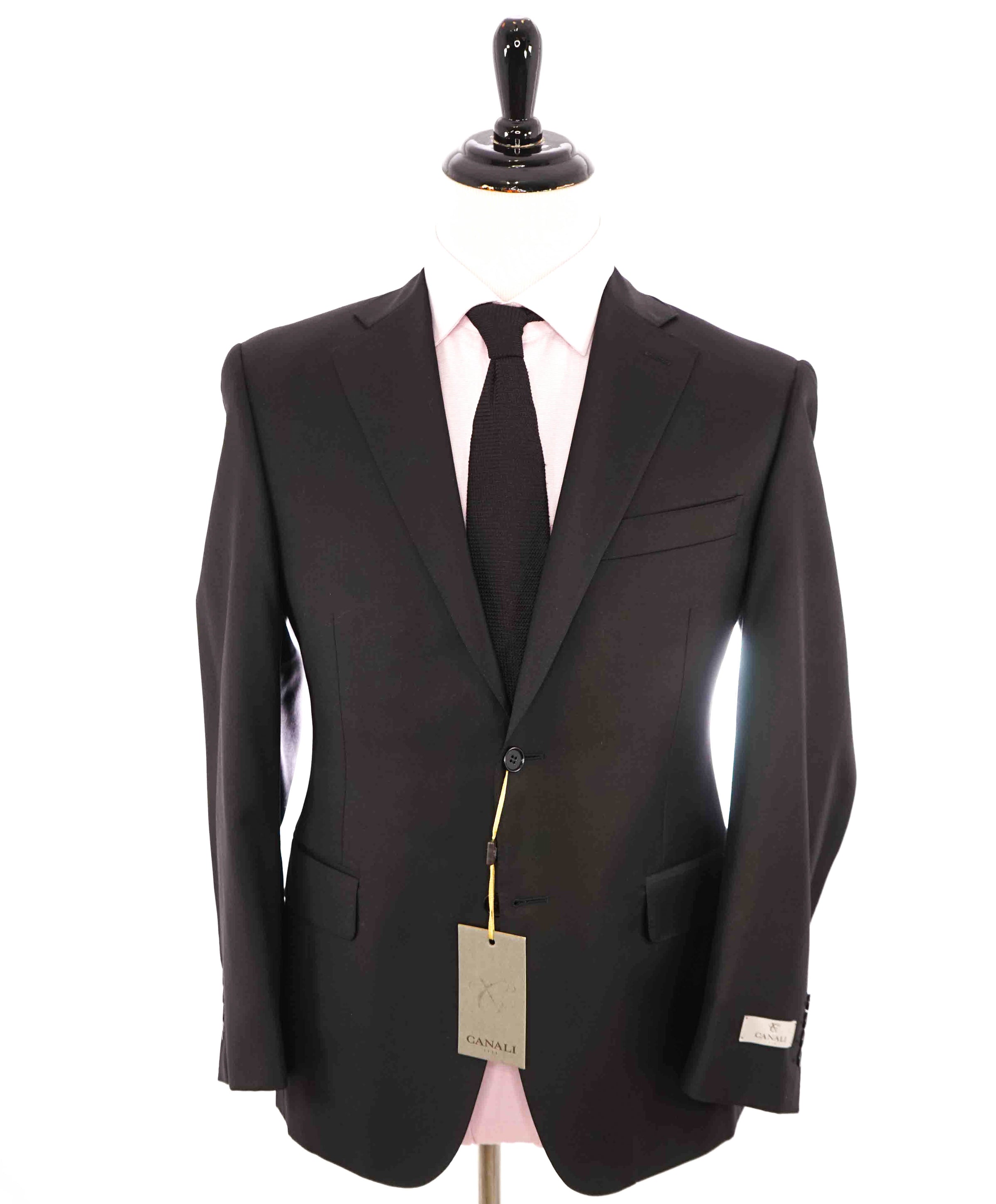 $2,000 CANALI - Solid Black *CLOSET STAPLE* Notch Lapel Suit - 38S ...
