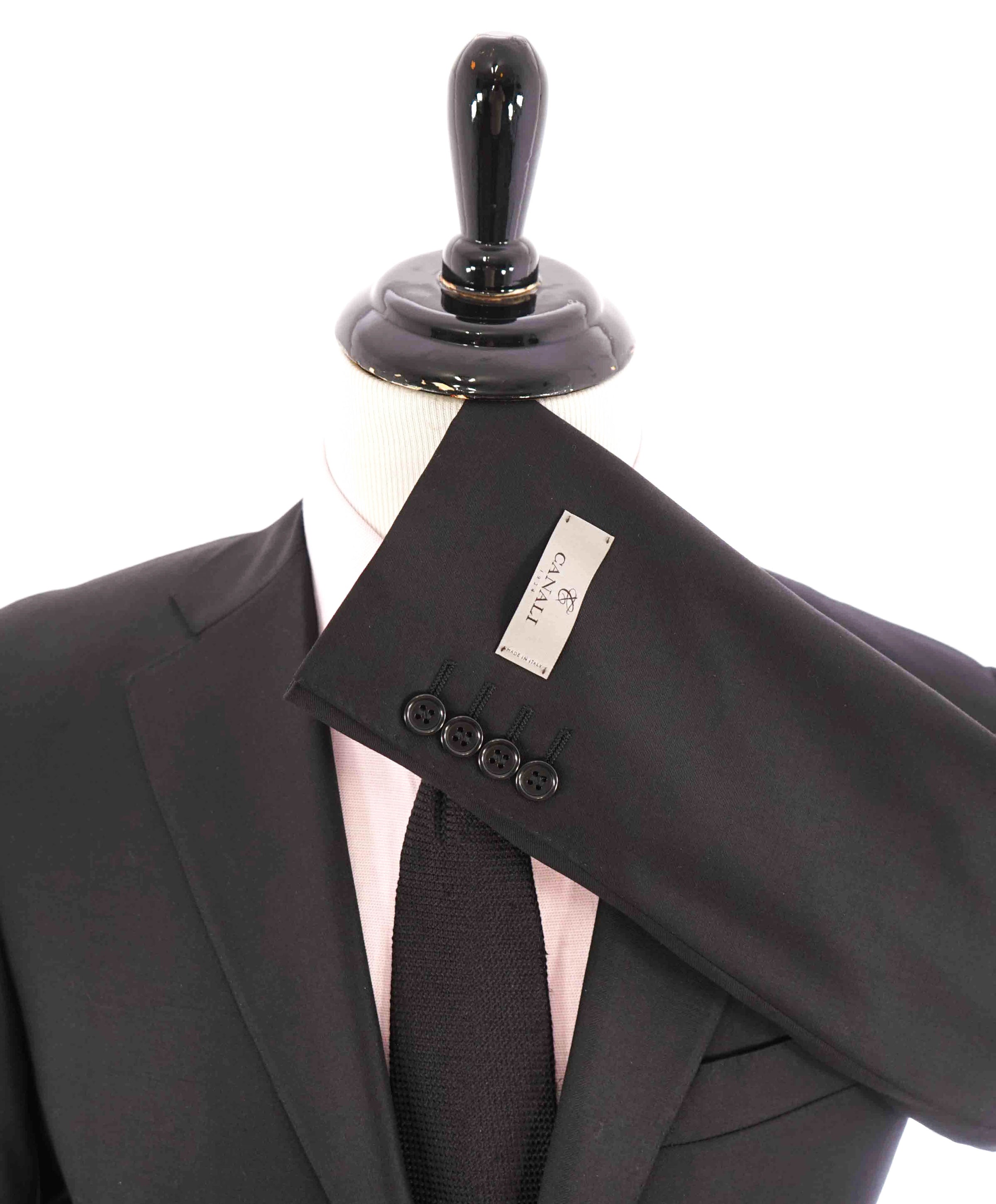 $2,000 CANALI - Solid Black *CLOSET STAPLE* Notch Lapel Suit - 38S ...