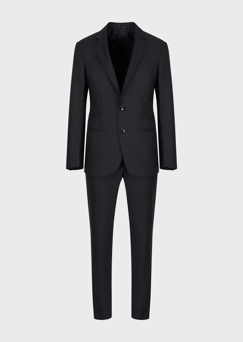 GIORGIO ARMANI - Jet Black 2-Button Super 150's “TAYLOR” Collection Su